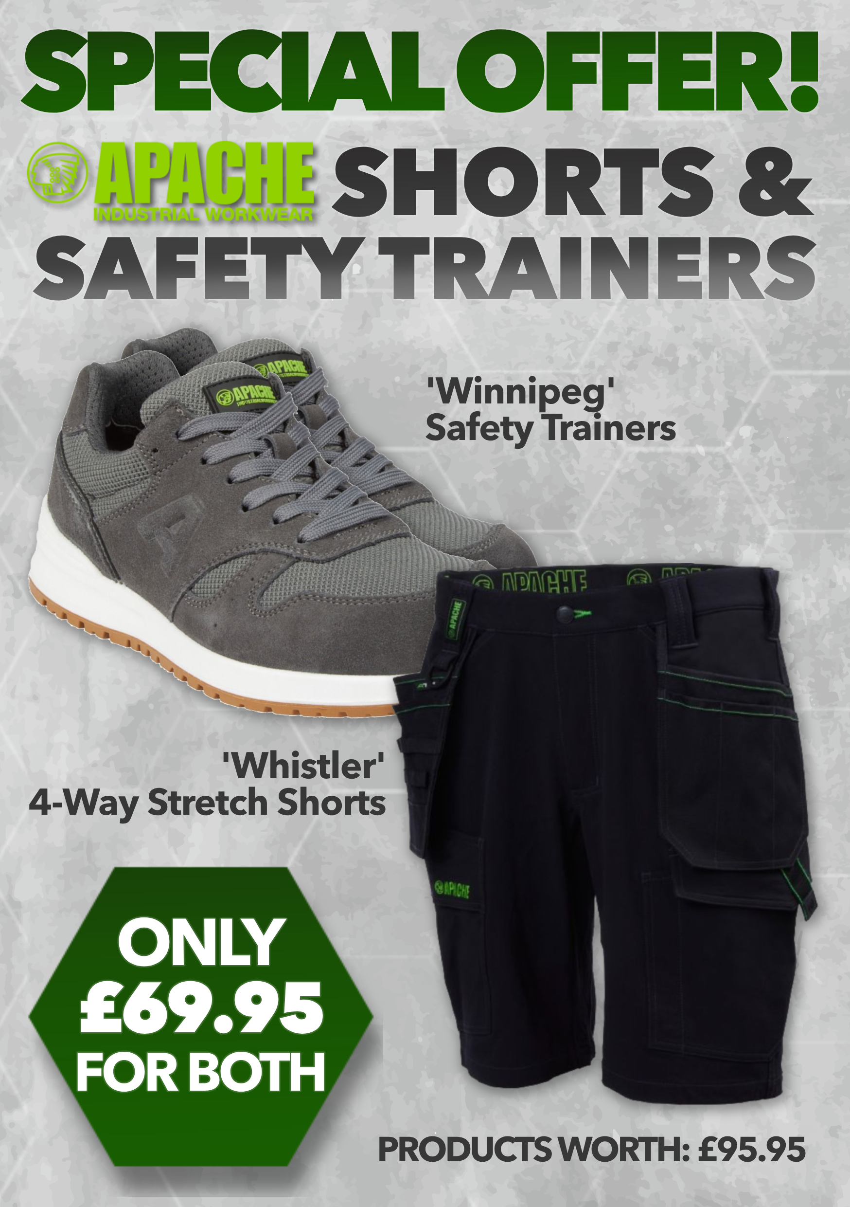 SPECIAL OFFER - Apache Whistler Shorts & Winnipeg Safety Trainers ...