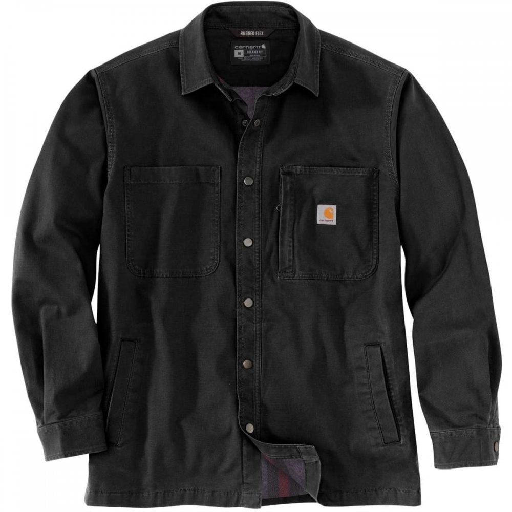 Carhartt 105532 Rugged Flex™ Relaxed Fit Canvas Fleece-Lined Snap-Front ...