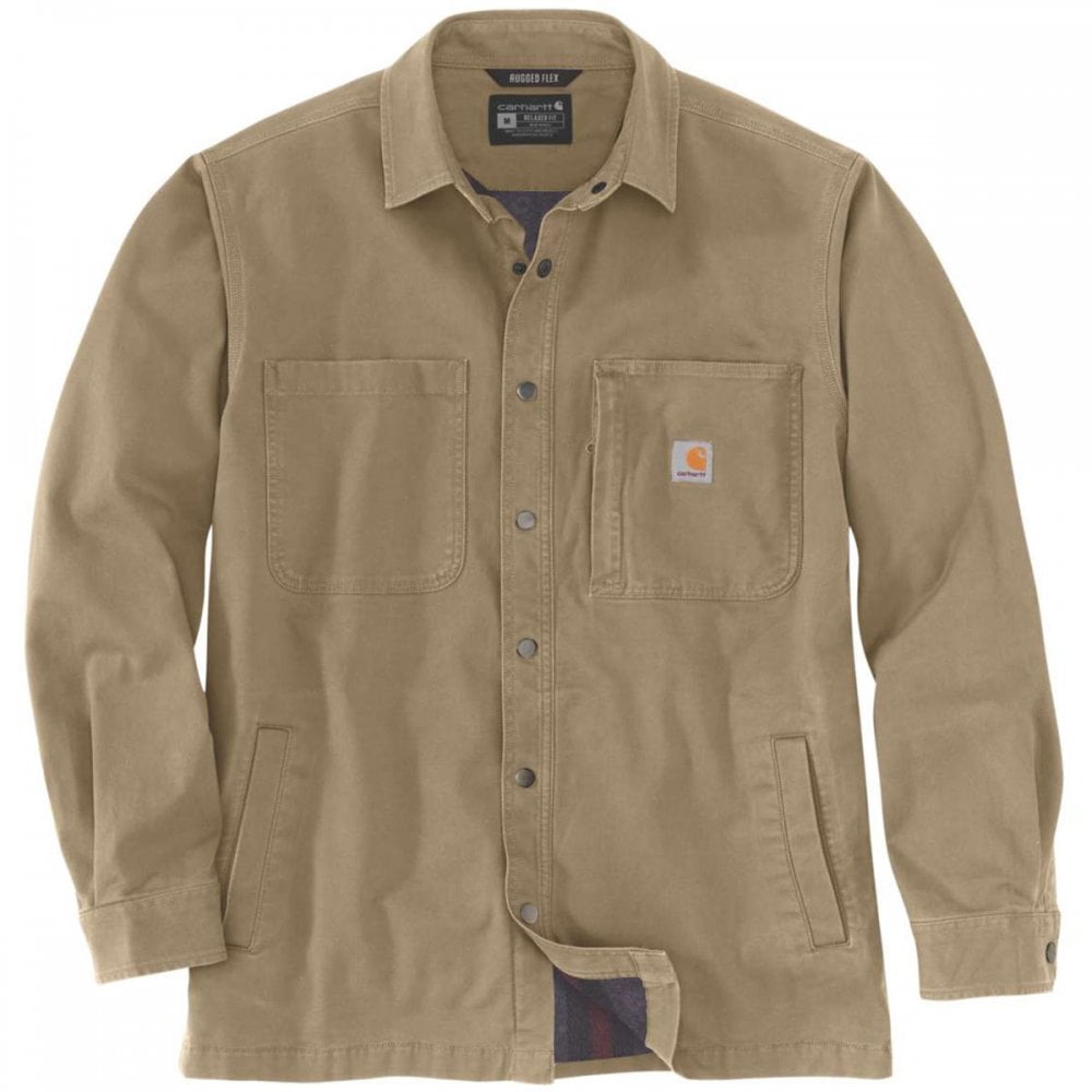 Carhartt 105532 Rugged Flex™ Relaxed Fit Canvas Fleece-Lined Snap-Front ...